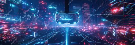 Premium Photo Cybernetic Cityscape With Holographic Interfaces And