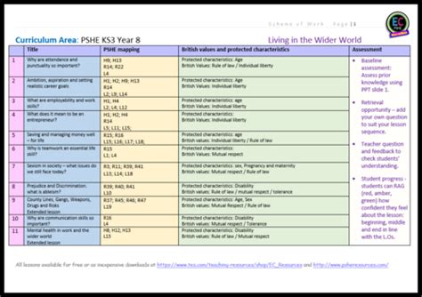 Year 8 Pshe Schemes Of Work Teaching Resources