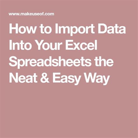 Import Data Into Excel Spreadsheets Easily