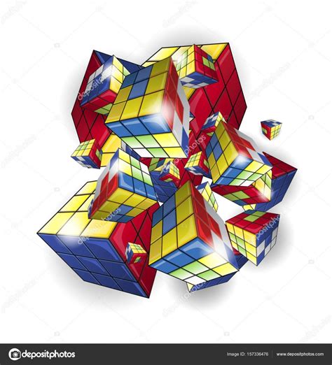 Rubik Cube 3d Vector Floating Rubiks Cubes On A White Backgro — Stock Vector © Ice Storm