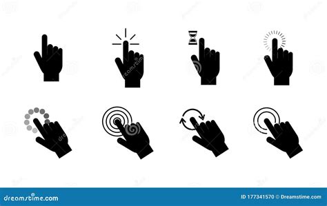 Click Cursor Set Button With Hand Or Mouse Cursor Computer Mouse Cursor Or Hand Pointer Symbol