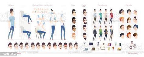 젊은 남자 문자 인쇄 웹 및 모션 디자인을 위한 만들기 키트입니다 평면 컷 만화 캐릭터 신체 부위 세트입니다 사람들에 대한 스톡 벡터 아트 및 기타 이미지 Istock