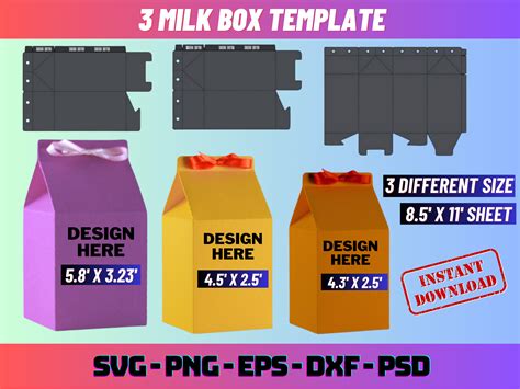 Paquete De Plantillas De Caja De Leche Caja De Favor De Leche Etsy México