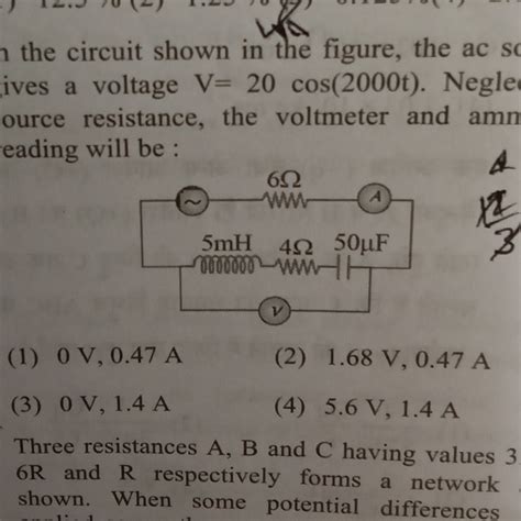 The Circuit Shown In The Figure The Ac Sc Ives A Voltage V20cos2000t