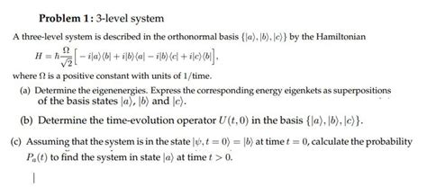 Solved Problem 1 3 Level System A Three Level System Is