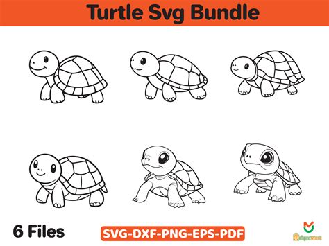 Cute Turtle Outline Svg Bundle Grafik Von Uniquemart · Creative Fabrica