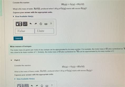 Solved Consider The Reaction 2h X O2 G 2h 0 1 What Is