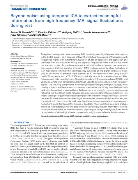 Pdf Beyond Noise Using Temporal Ica To Extract Meaningful Information From High Frequency