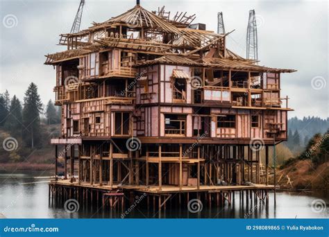 Intricate House Under Construction New Generate AI Stock Image Image