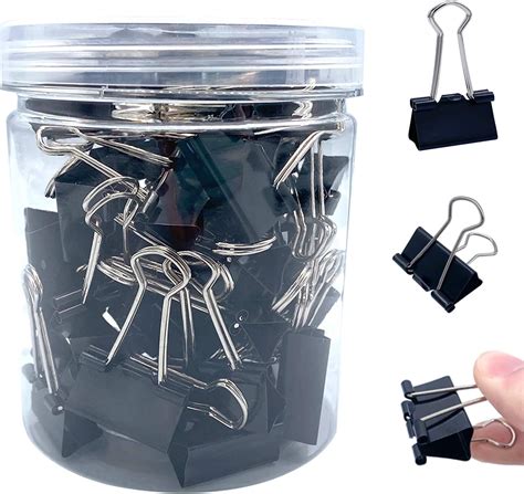 Motdwkyd 50pcs Black Binder Clips Paper Binder Clips Medium Size