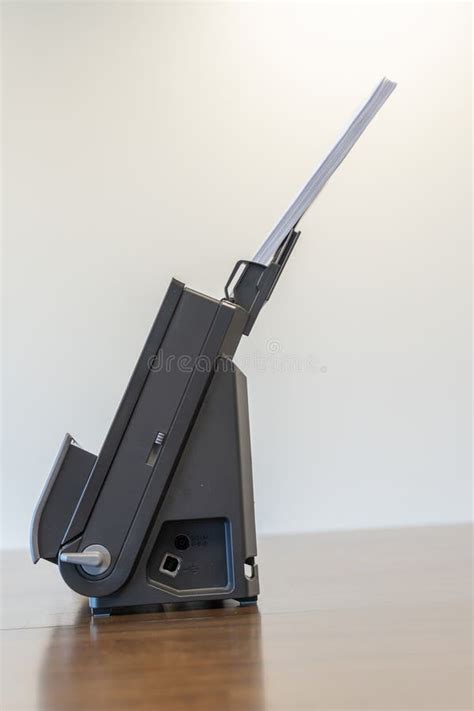 Desktop Paper Document Scanner With Stack Of Documents Stock Image