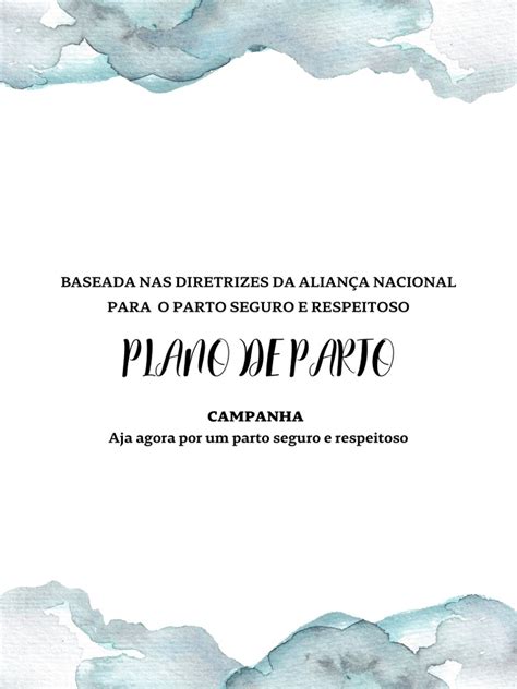 Plano De Parto Modelo Download Grátis Pdf Parto Gravidez