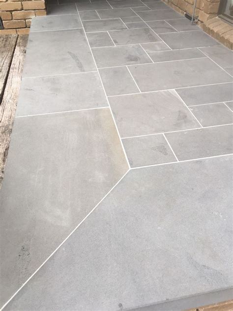 Grey Slate Tile Outdoor Patio Front Porch Paving Ideas