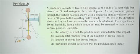 Solved Problem 3 A Pendulum Consists Of Two 3 2−kg Spheres