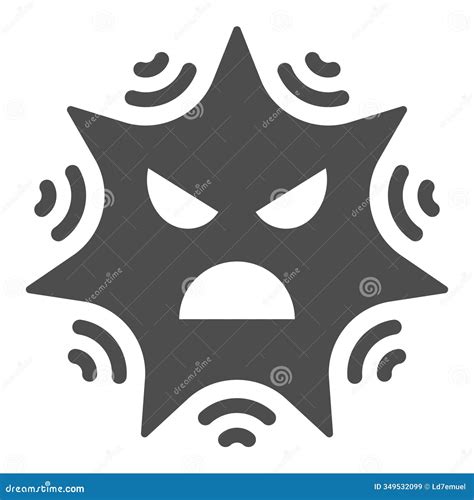 angry virus emoticon solid icon hacker attacks concept vector graphics stock vector