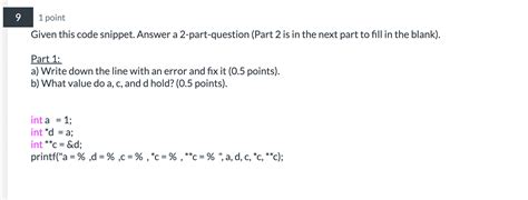 Solved Point Given This Code Snippet Answer A Chegg