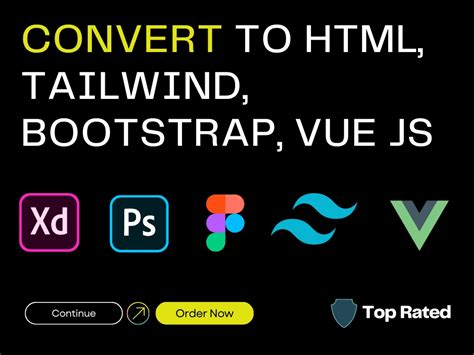 psd xd figma to html bootstrap tailwind css responsive website in vue js upwork