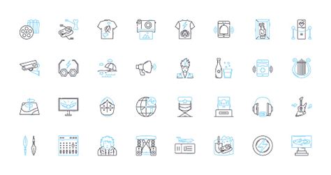 예술적 표현 선형 아이콘이 설정되었습니다 창의성 상상력 영감 독창성 아름다움 미학 컬러 라인 벡터 및 개념 기호 형태 질감 선 윤곽선 그림 Theatrical