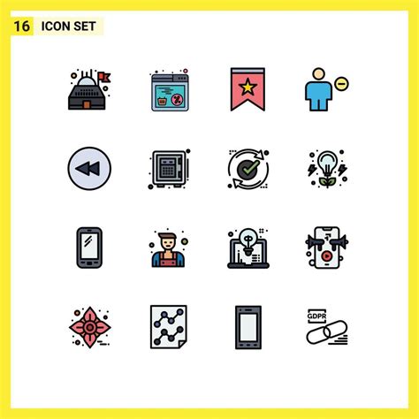 16 User Interface Flat Color Filled Line Pack Of Modern Signs And Symbols Of Circle Minus