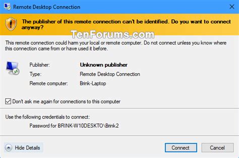 Save Remote Desktop Connection Settings To Rdp File In Windows Tutorials