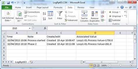 Data Logging Data Logging Chart Notes