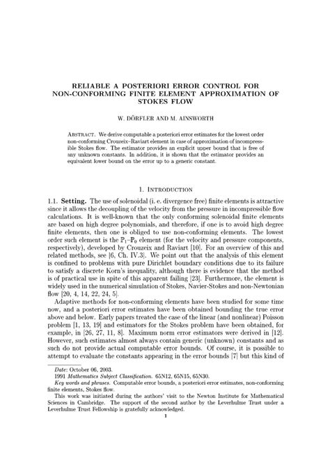 Pdf Reliable A Posteriori Error Control For Nonconformal Finite