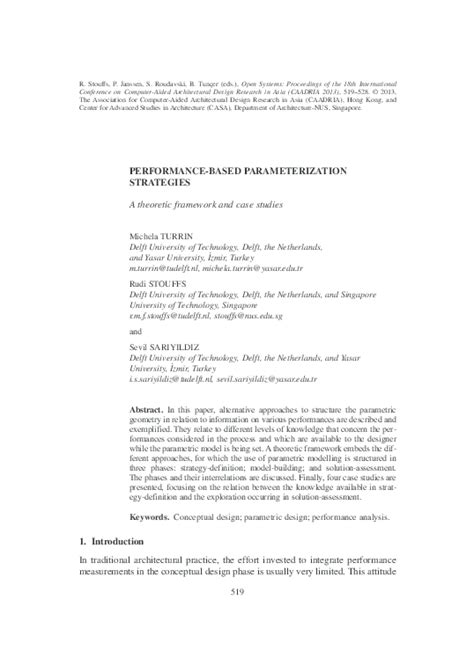 Pdf Performance Based Parameterization Strategies A Theoretic
