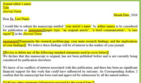 Writing Effective Cover Letters For Journal Submissions Tips And A