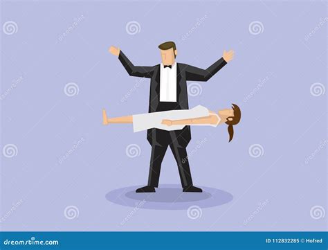 Magician Performing Floating Trick On Woman Stock Vector Illustration Of Isolated Mystery