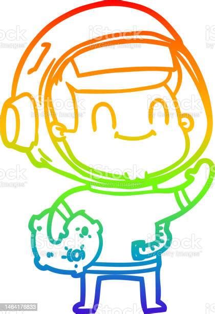 행복한 만화 우주 비행사 남자의 무지개 그라데이션 선 그리기 그라데이션에 대한 스톡 벡터 아트 및 기타 이미지 그라데이션 낙서 드로잉 남자 Istock