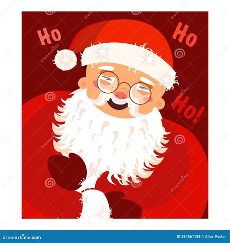 Ho Ho Ho Santa Claus Laughs Christmas Poster Postcard Vector