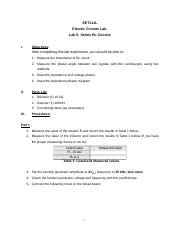 Lab Series RL Circuits Corrected Docx EET L Electric Circuits Lab Lab Series RL