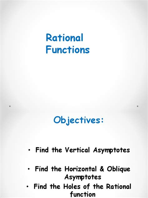 Asymptotes Of Rational Functions Pdf Asymptote Discrete Mathematics