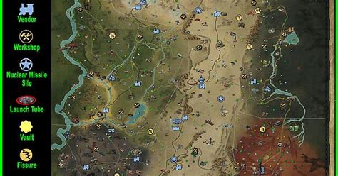 Fallout 76 Map All Tame Rare Plan Vendor Workshop Silo Vault And Fissure Locations