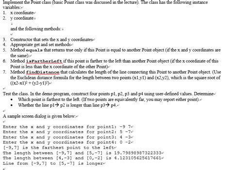 Solved Implement The Point Class Basic Point Class Was