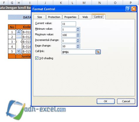 Memperpendek Tampilan Data Dengan Scroll Bar Excel Adh Excelcom Tutorial