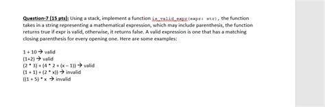 Solved Question 7 15 Pts Using A Stack Implement A