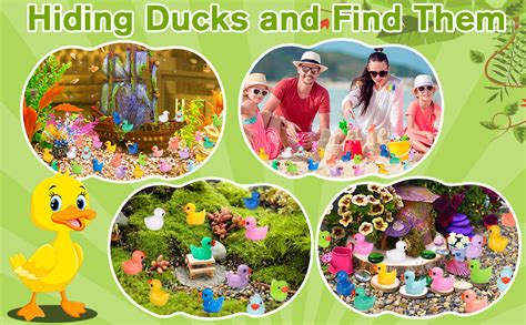 Dulefun 200pcs Tiny Ducks 10 Colors Little Duck Figures
