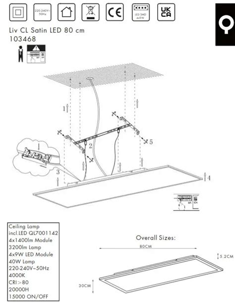 Qazqa 103468 Liv Cl Satin Led 80 Cm Instruction Manual