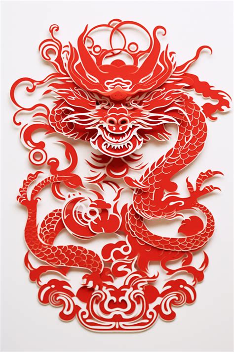 金箔剪纸风十二生肖龙插画元素