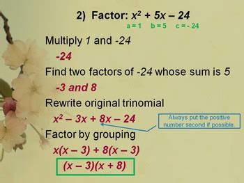Alg 1 Factoring Trinomials Ac Method By Vicki Hines TPT