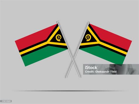 바누아투 국기 지구 지구 지구와 두 깃대에 블루 오션과 녹색 아메리카 아프리카와 아시아 대륙 원래 색상과 비율 벡터 일러스트레이션 국가 세트 국가 관광명소에 대한 스톡 벡터