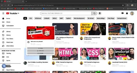 daniyal ahmed on linkedin completing my youtube homepage clone ui