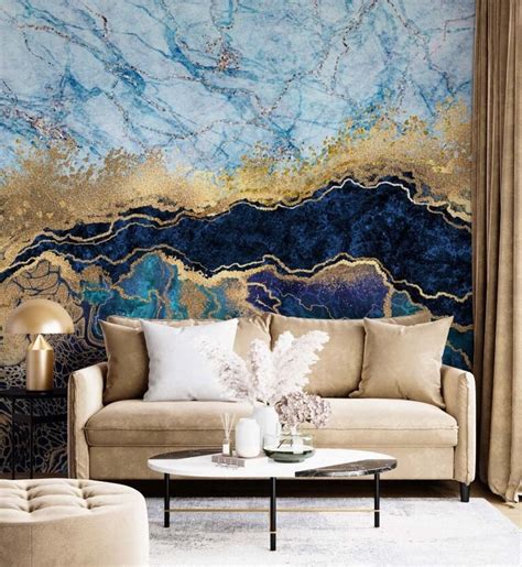 Light And Navy Blue Marble Texture Wallpaper Wallpaper Luxury