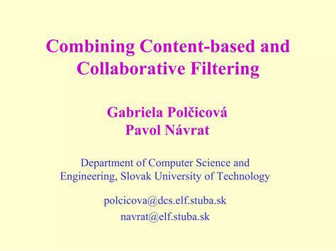 combining content based and collaborative filtering ppt