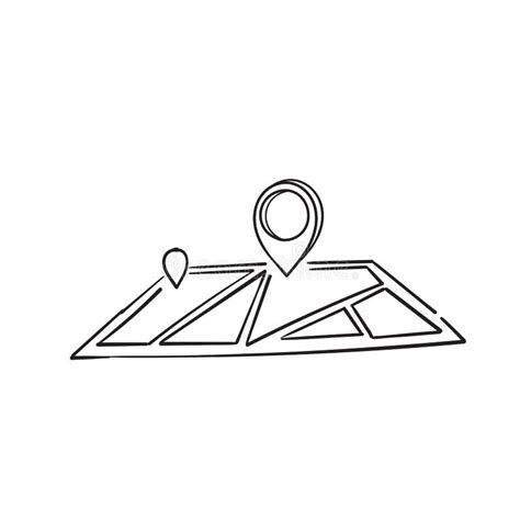 Hand Drawn Doodle Navigation Map Pin Icon With Drawing Style Stock Vector Illustration Of