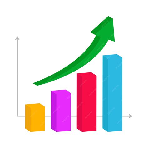 Premium Vector Colorful Bar Chart With Upward Arrow Isolated On White