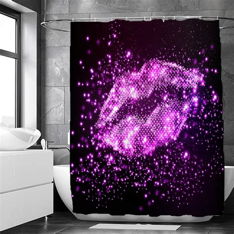 Girl Modern Red Lip Waterproof Shower Curtain Popular Art Sexy Lip