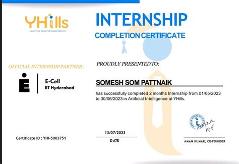 Somesh Som Pattnaik On Linkedin Yhills Cousecompletin Internship Internshipcompletion…