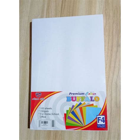 Kertas Bc Putih 150 Gsm F4 Buffalo Putih Per Pack Isi 100 Lbr